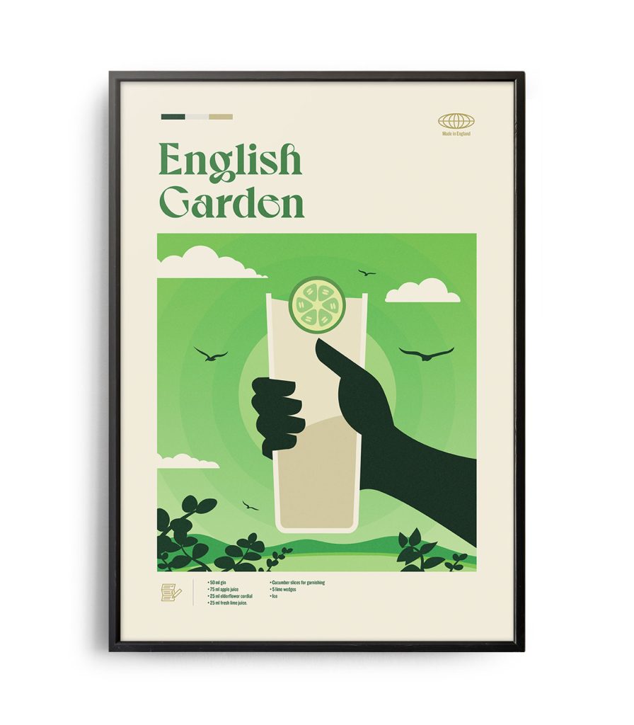 Mid-century modern English Garden Cocktail poster - Weekend Poster