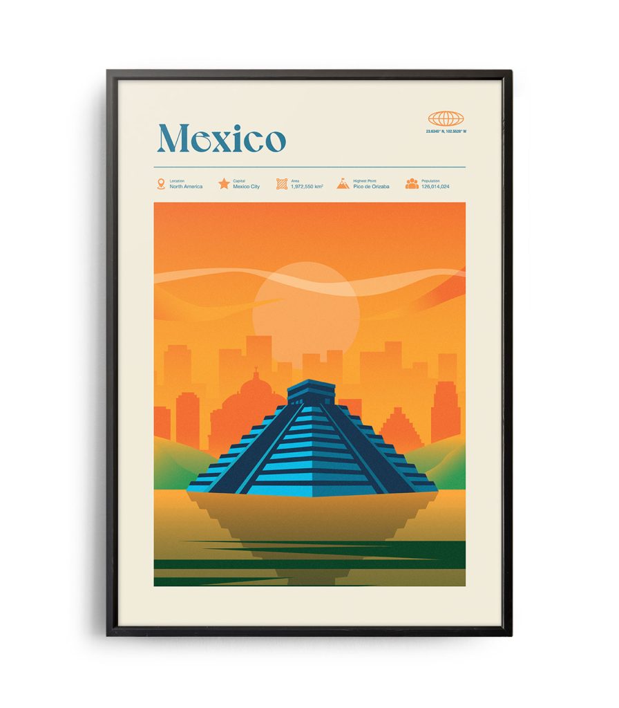 Mid-century modern Mexico retro travel poster - Weekend Poster