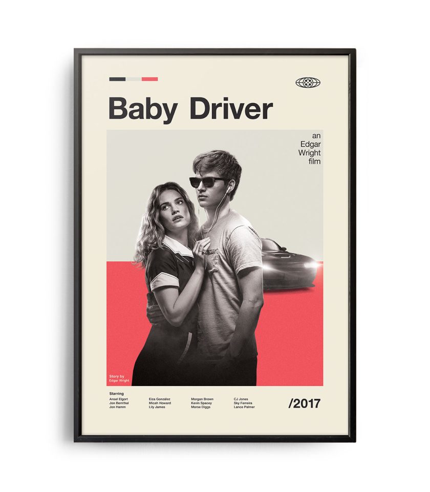 Mid-century modern Baby Driver movie poster - Weekend Poster