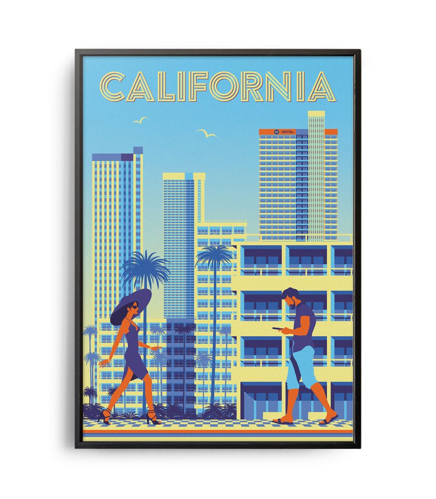 Retro art deco California travel poster - Weekend Poster