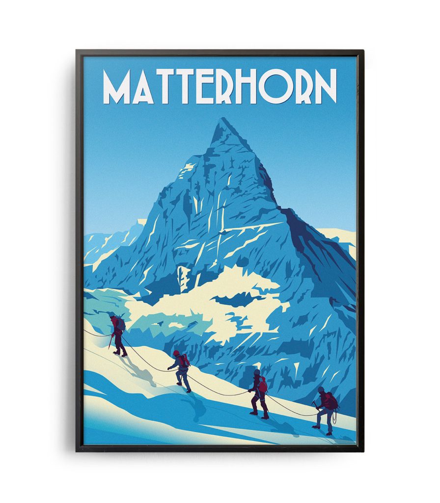 Retro art deco Matterhorn travel poster - Weekend Poster