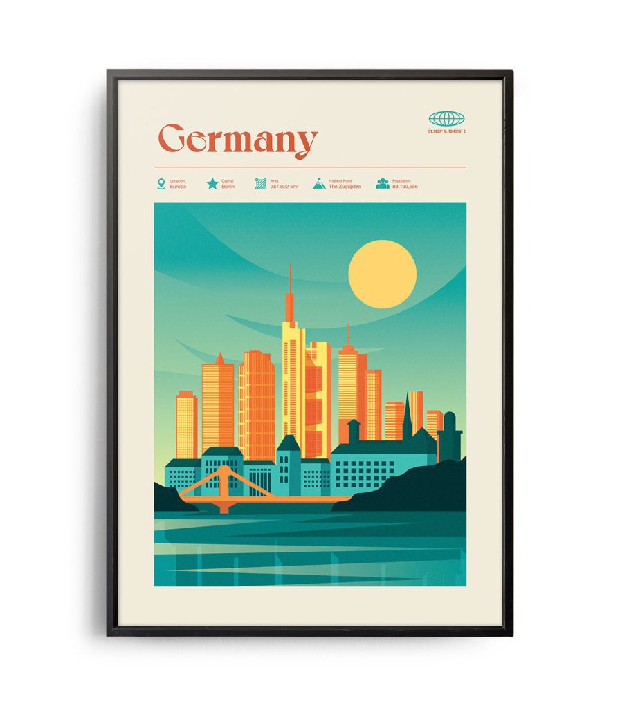 Mid-century modern Germany retro travel poster - Weekend Poster