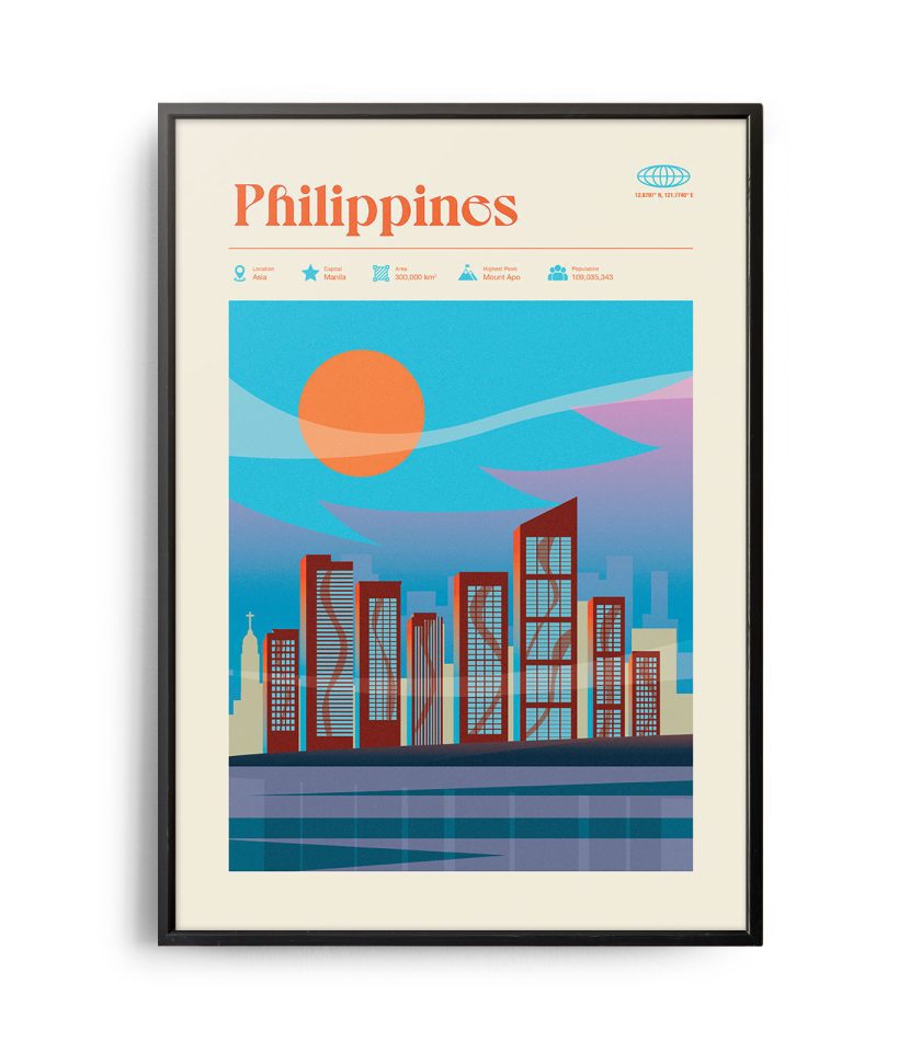 Mid-century modern Philippines retro travel poster - Weekend Poster