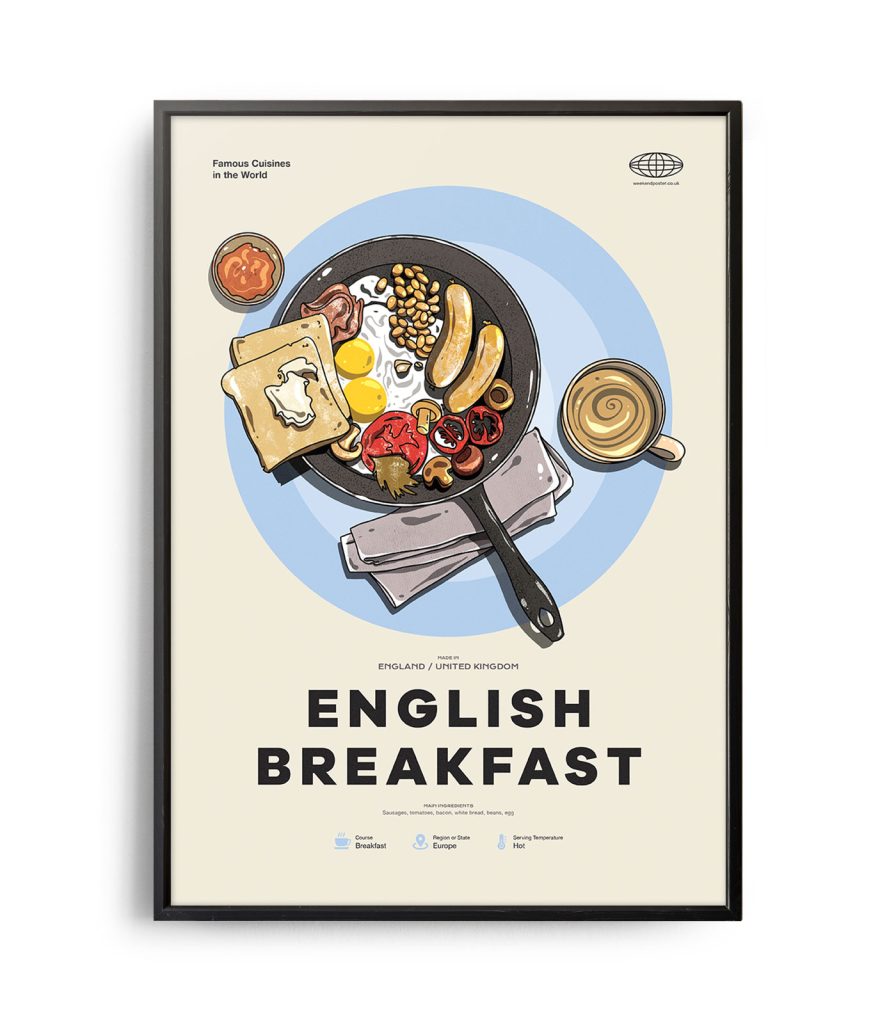 Mid-century modern English Breakfast recipe poster - Weekend Poster