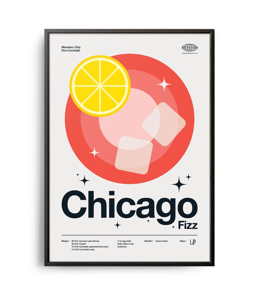 Mid-century modern Chicago Fizz Cocktail poster - Weekend Poster
