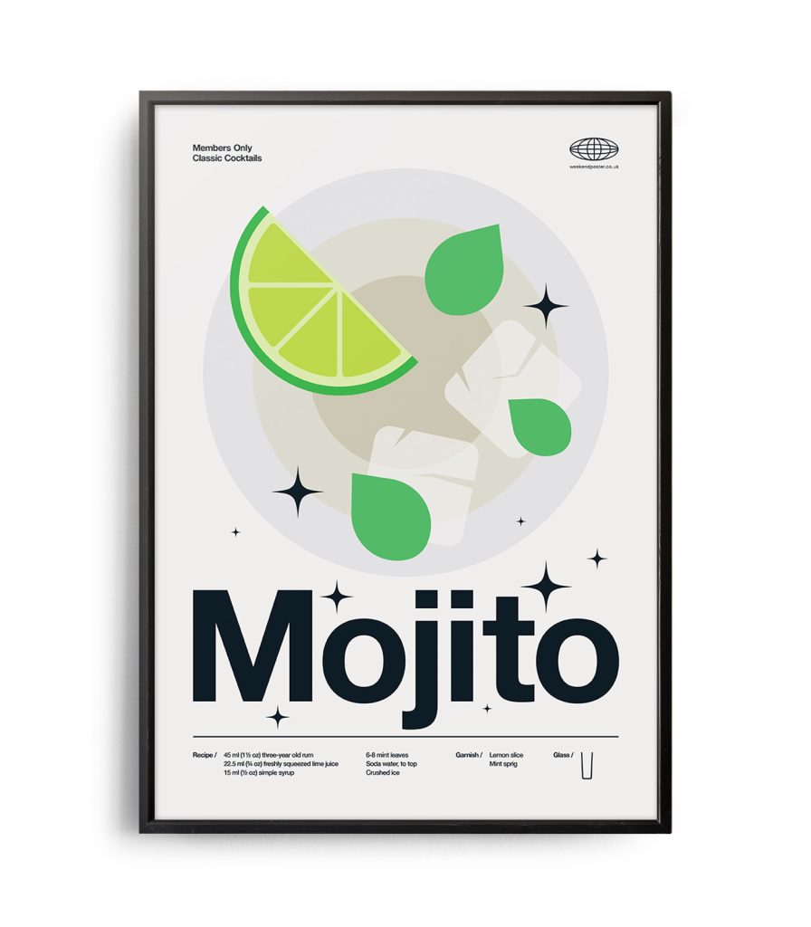Mid-century modern Mojito Cocktail poster - Weekend Concept
