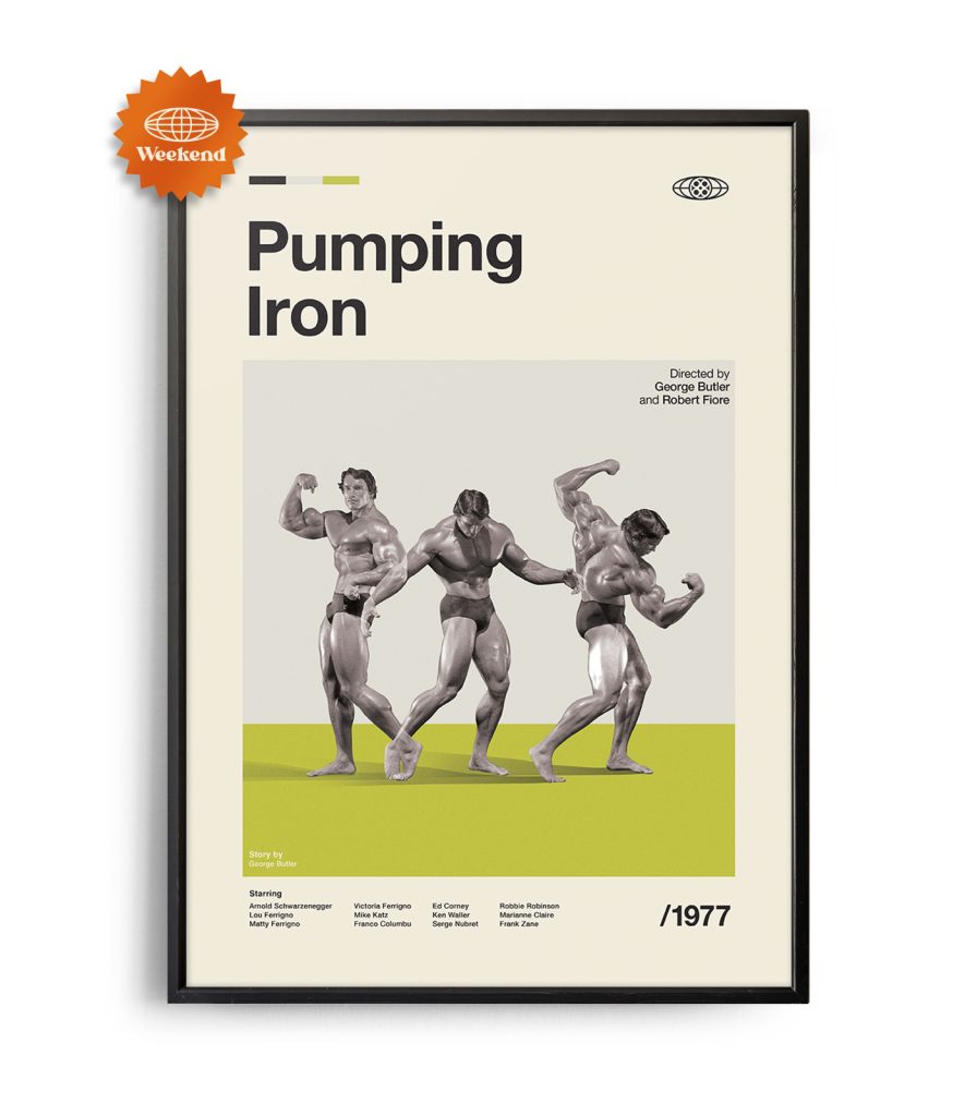 Mid-century modern Pumping Iron movie poster - Weekend Concept