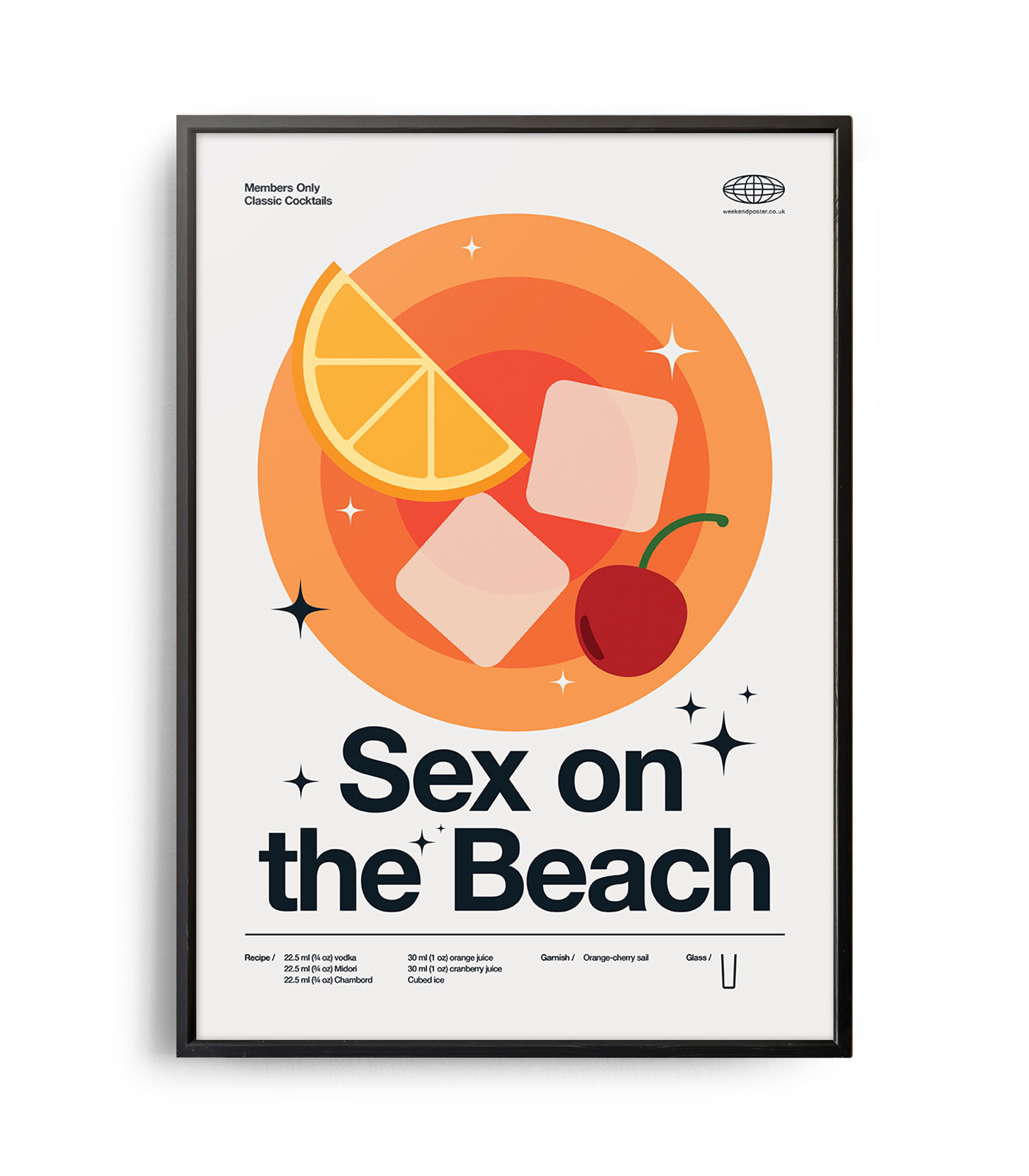Mid Century Modern Sex On The Beach Cocktail Poster Weekend Poster