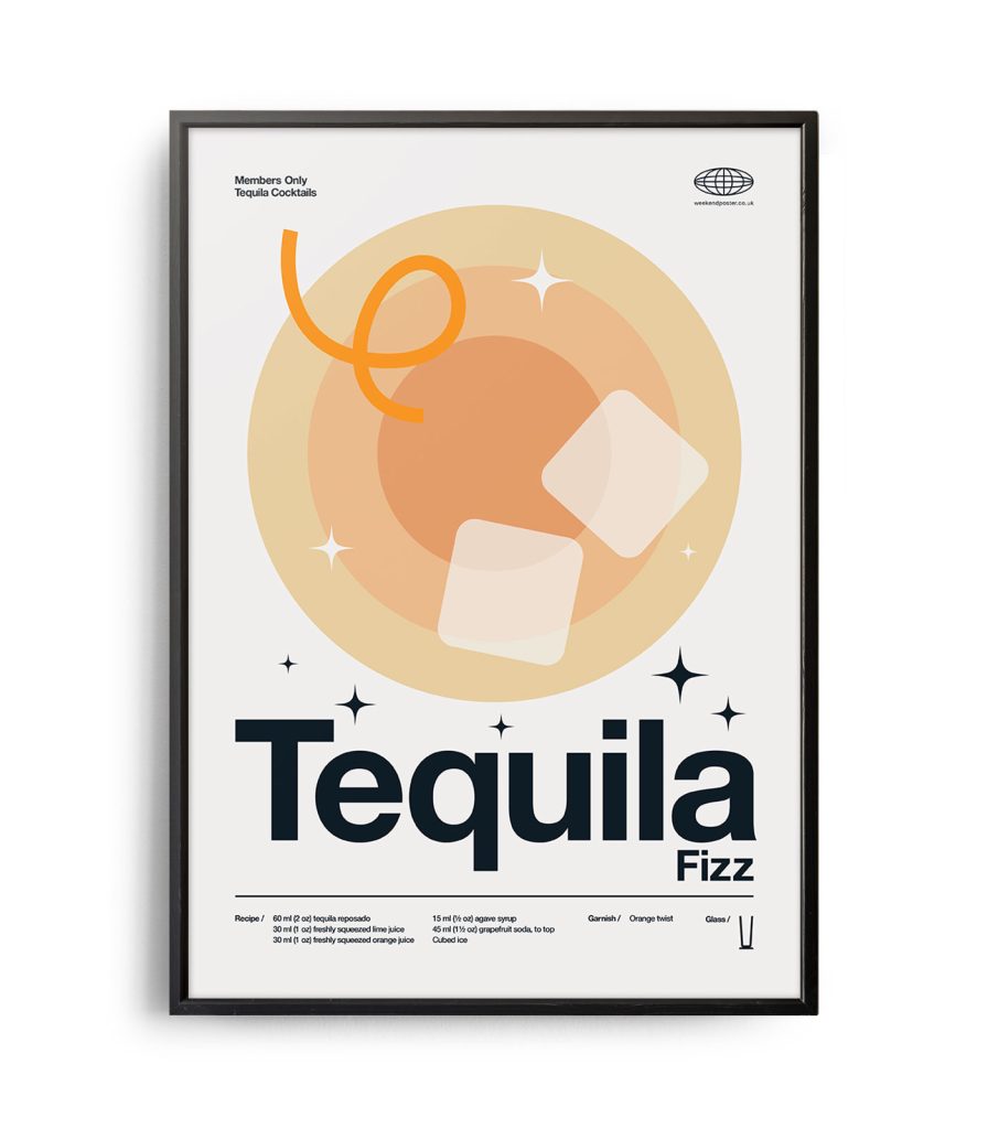 Mid-century modern Tequila Fizz Cocktail poster - Weekend Poster